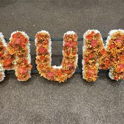 Mum letters orange - Funeral Flowers Aberdeen